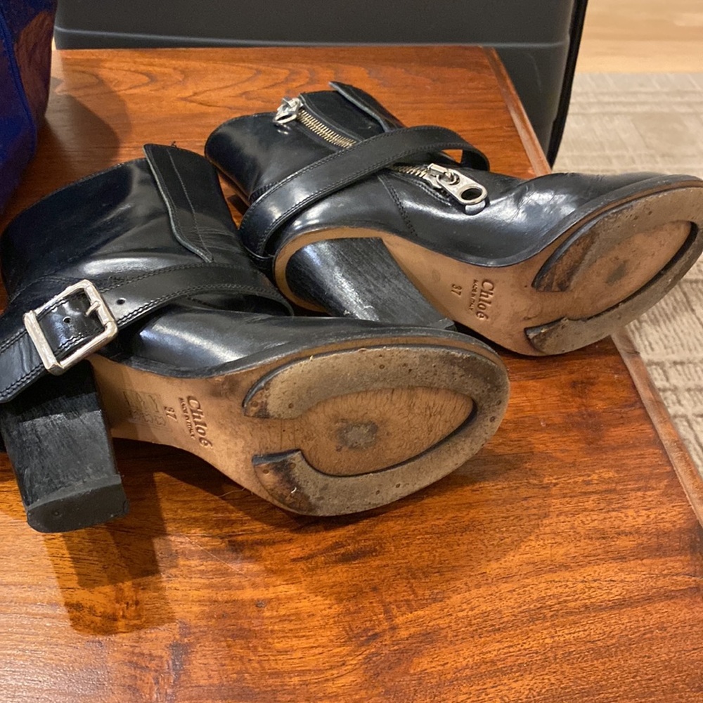 Chloe Heel Motorcycle Bootie - Gem